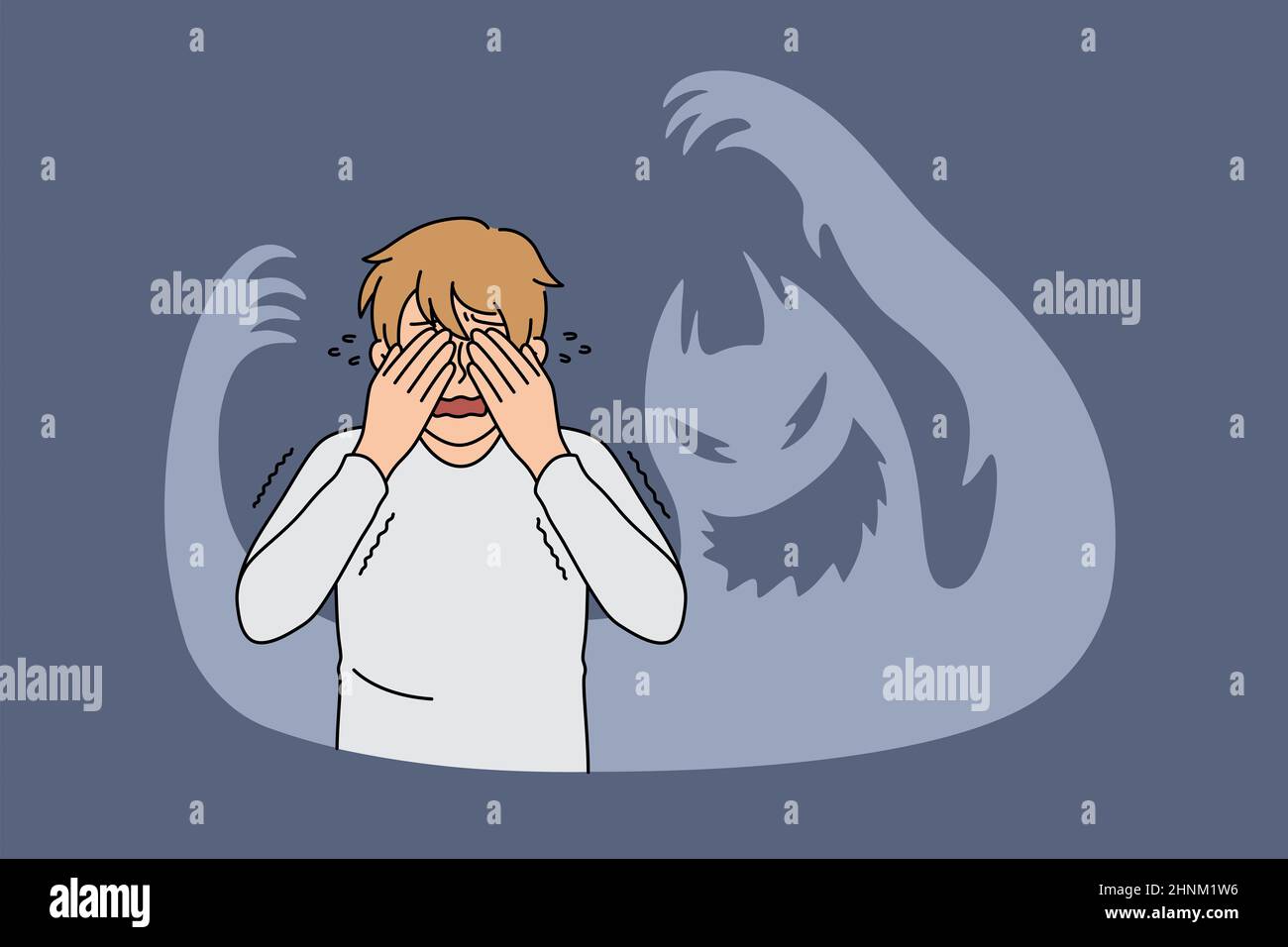 Inner fears and feeling terrified concept. Young stressed frustrated ...