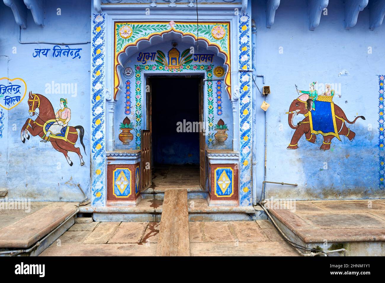 India Rajasthan Bundi. Decorated painted house Stock Photo - Alamy