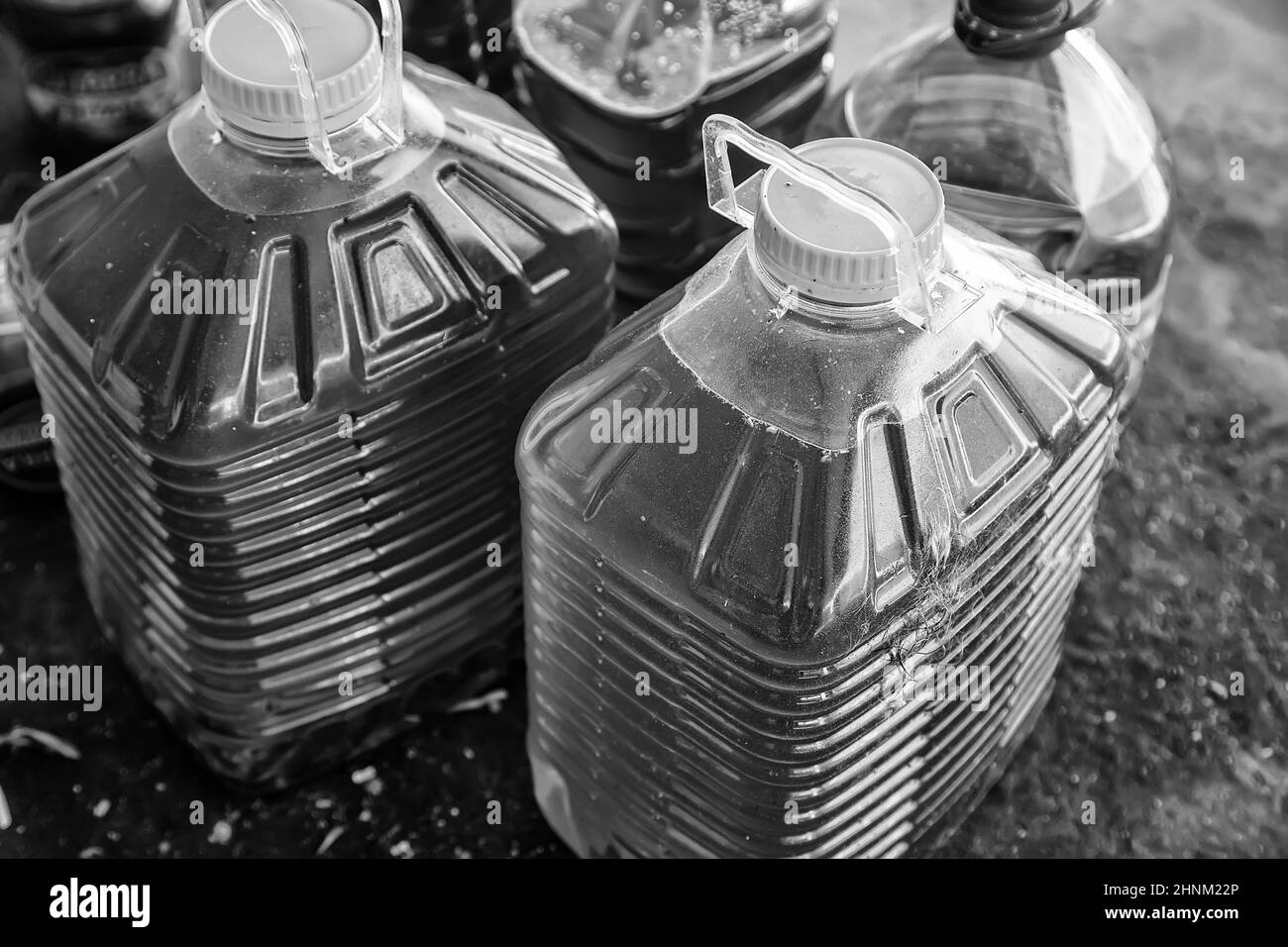 Used oil bottles Stock Photo - Alamy
