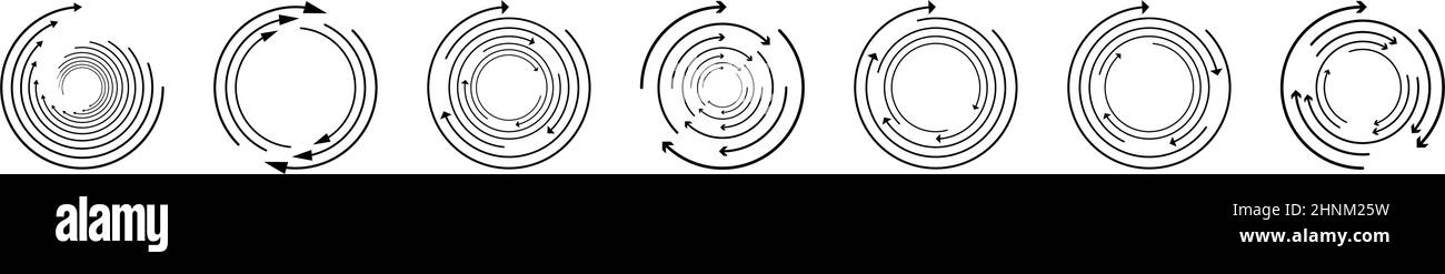 Random circular, cycle arrow element. Spiral, spinning, revolve arrows ...