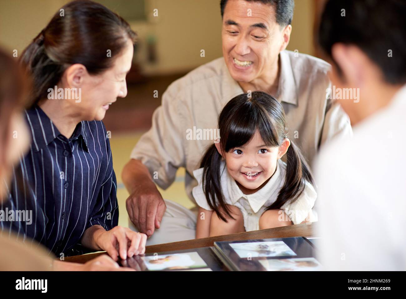 Smiling Three-Generations Japanese Family Stock Photo - Alamy