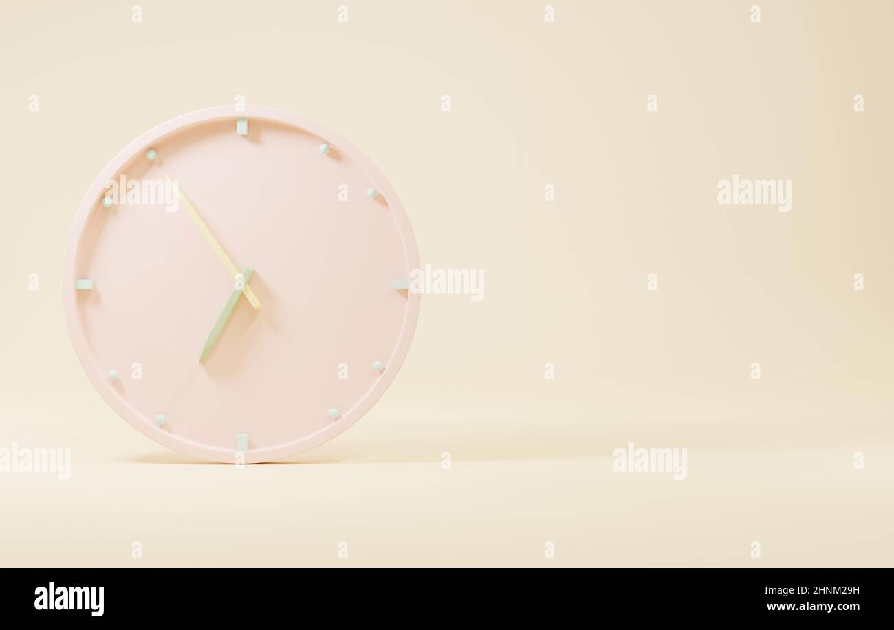 Office clock icon. Round business pink watches with time arrows hour ...