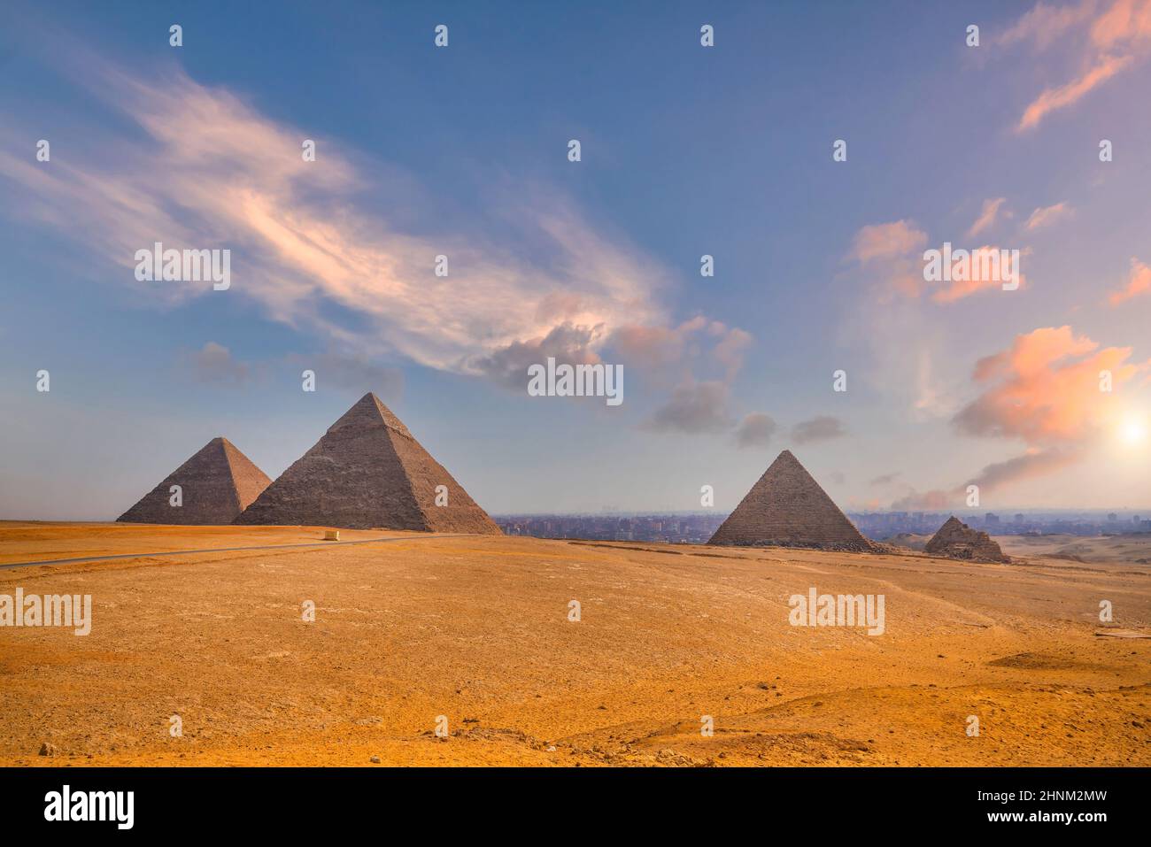 Landscape view of the Pyramids of Giza, Cairo Egypt Stock Photo - Alamy
