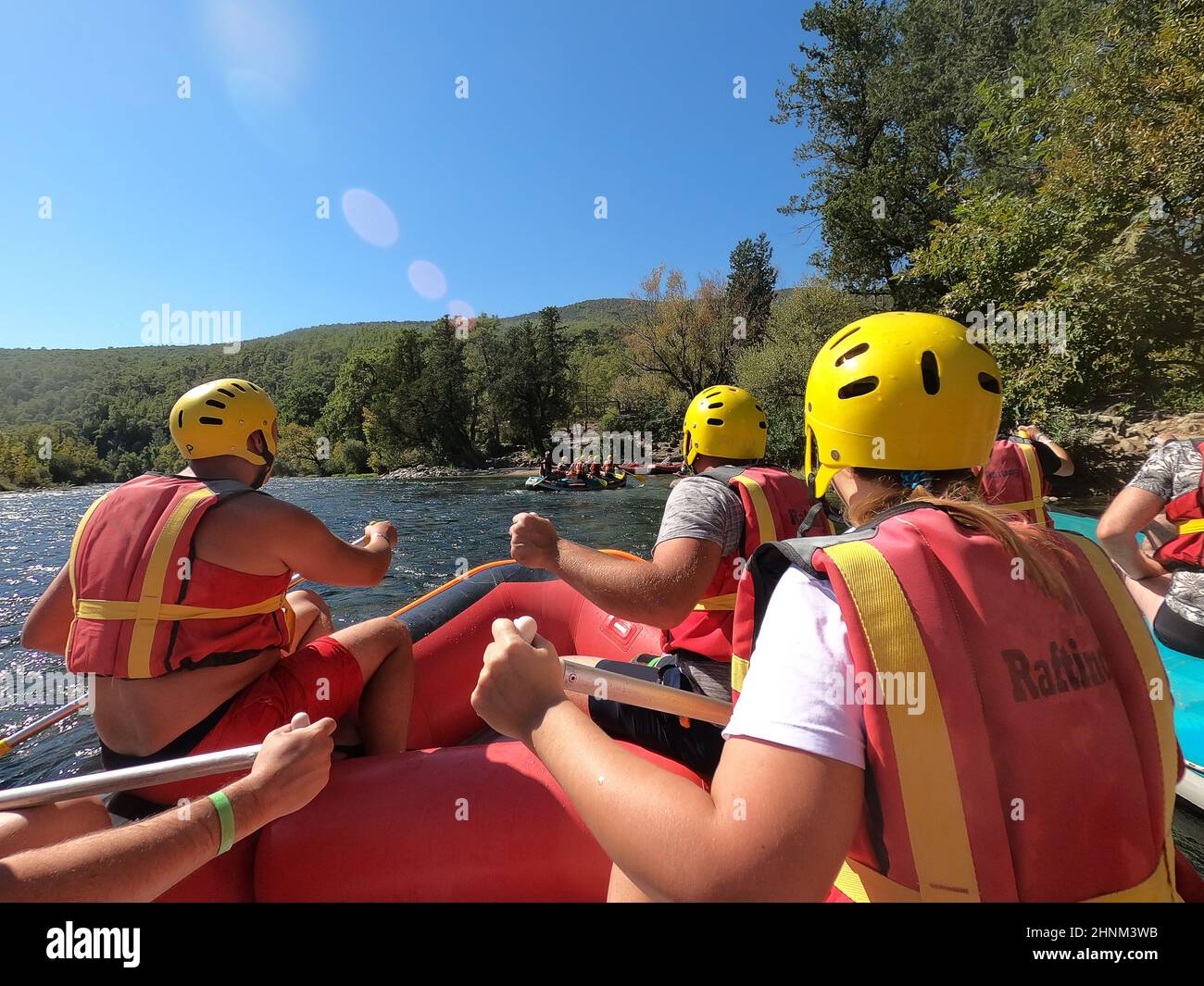 Water rafting on the rapids of river Manavgat in Koprulu Canyon, Turkey ...