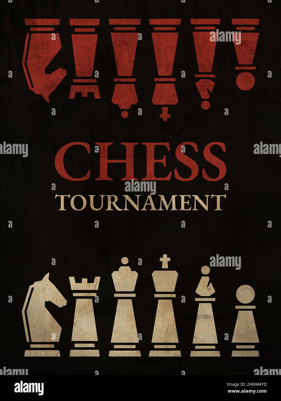 Chess Tournament Poster Design. Red and White pieces on black ...