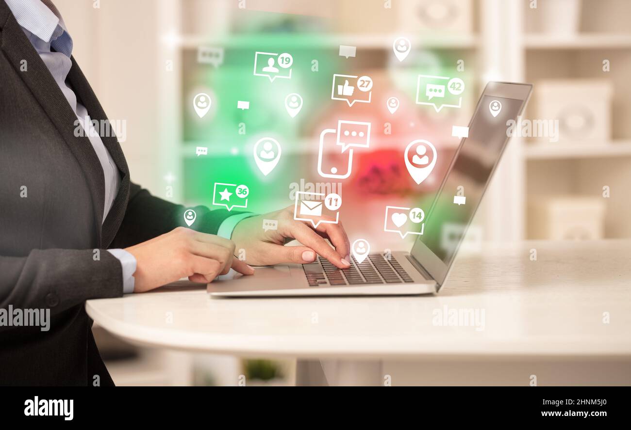 Young person surfing on social media network Stock Photo - Alamy