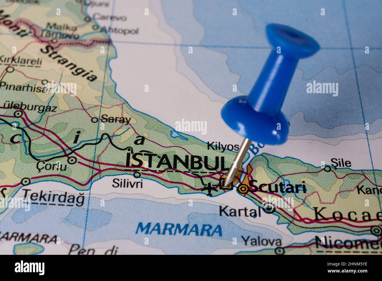 A pin on Istanbul in a city map Stock Photo - Alamy