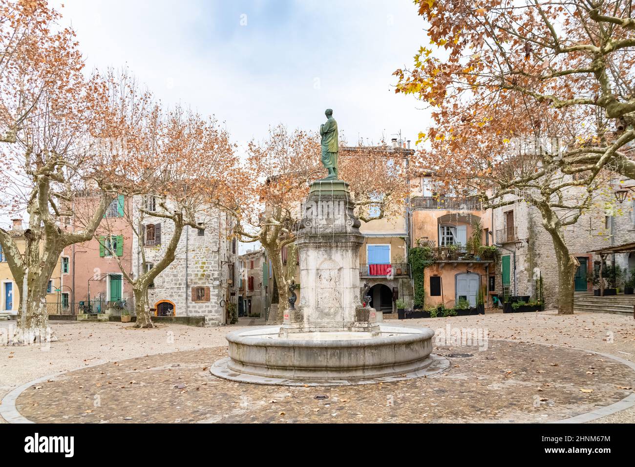 Sauve, medieval village in France, view of typical street and houses ...