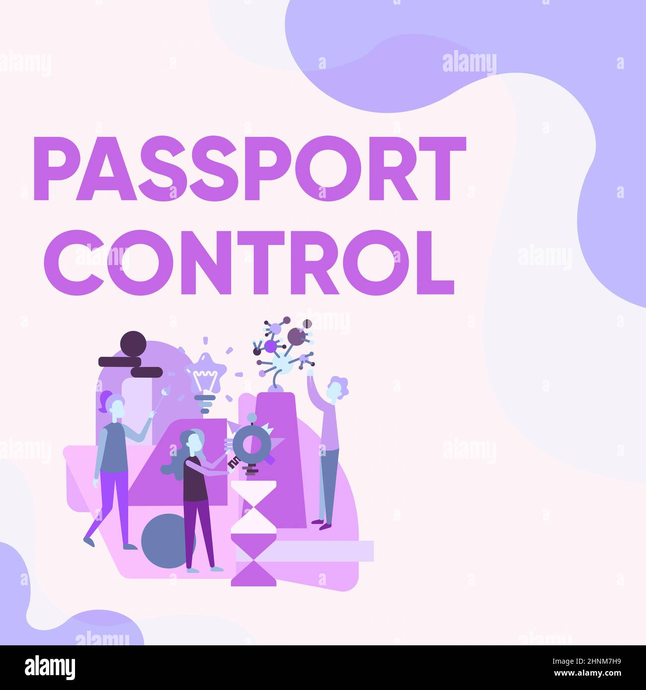 Writing displaying text Passport Control, Word for the area in an ...