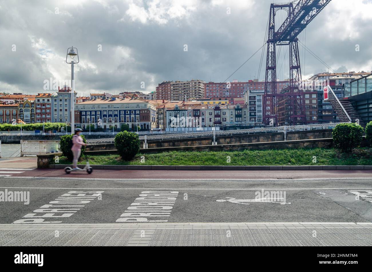 GETXO, SPAIN - JULY 7, 2021: View from Getxo, Spain: the famous Vizcaya ...