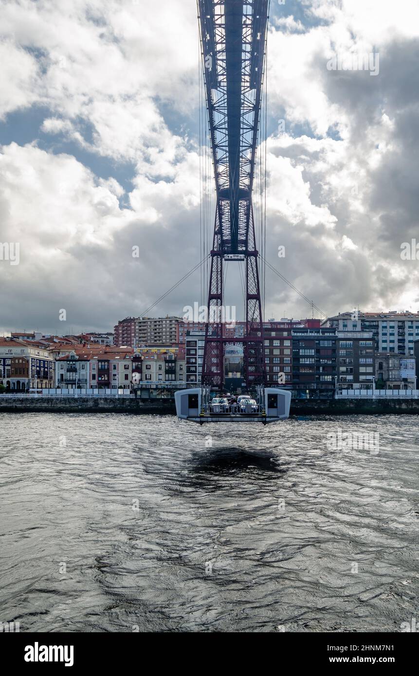 GETXO, SPAIN - JULY 7, 2021: View from Getxo, Spain: the famous Vizcaya ...