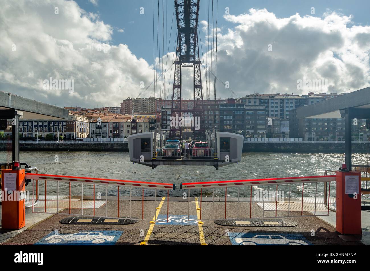GETXO, SPAIN - JULY 7, 2021: View from Getxo, Spain: the famous Vizcaya ...