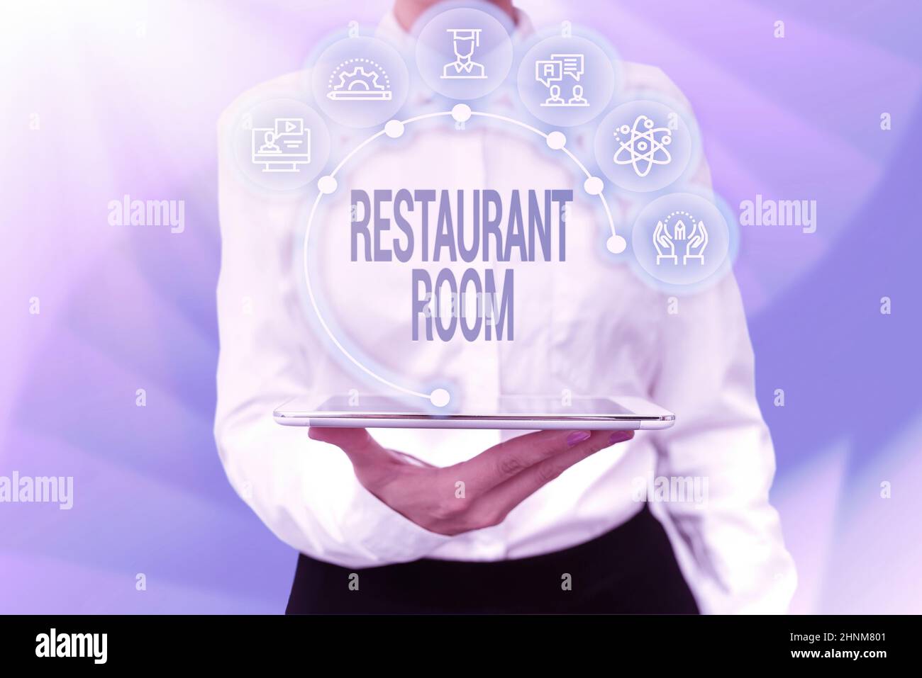 Sign displaying Restaurant Room, Business overview showing pay to sit ...