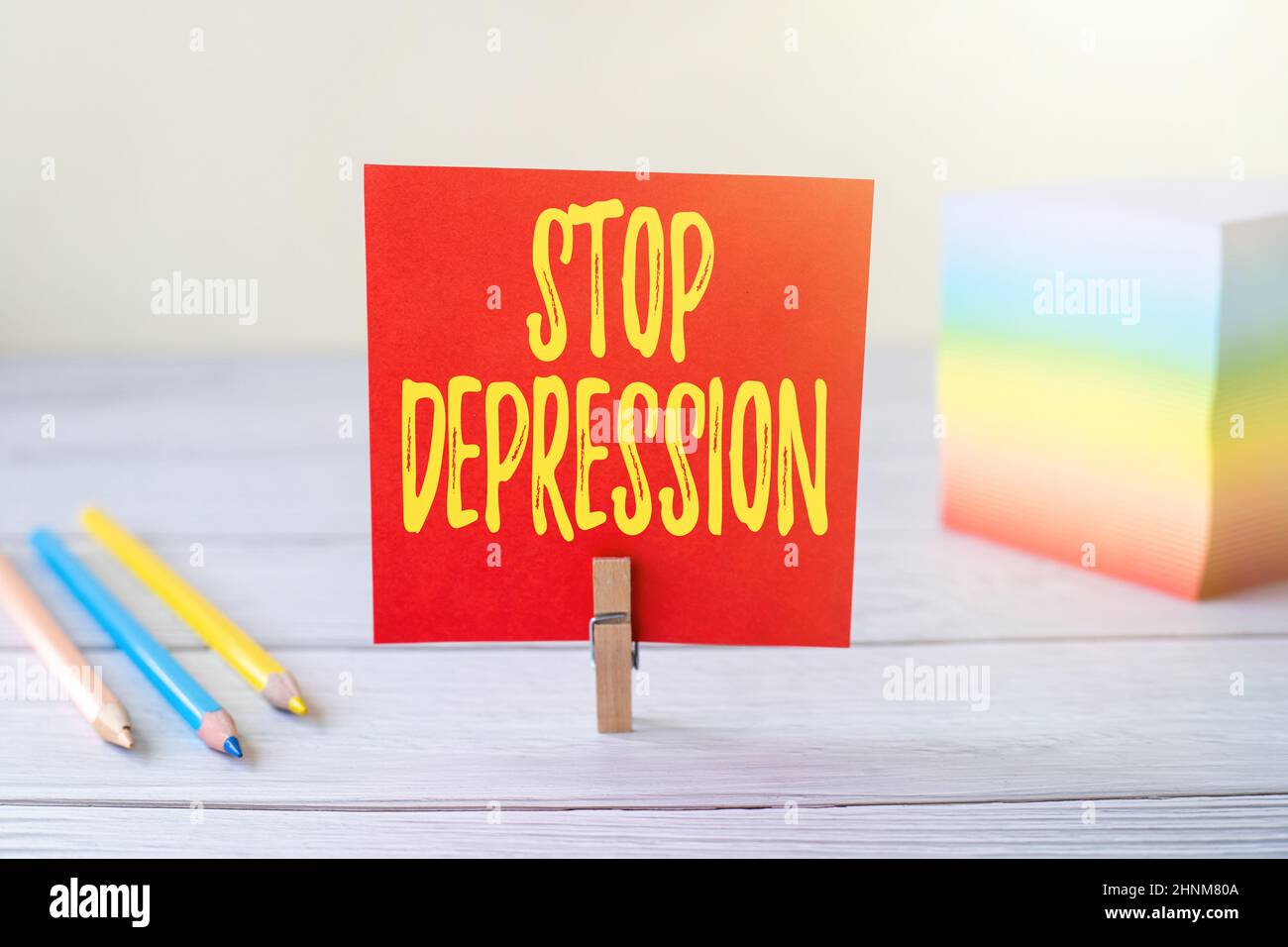 Text showing inspiration Stop Depression, Concept meaning end the ...