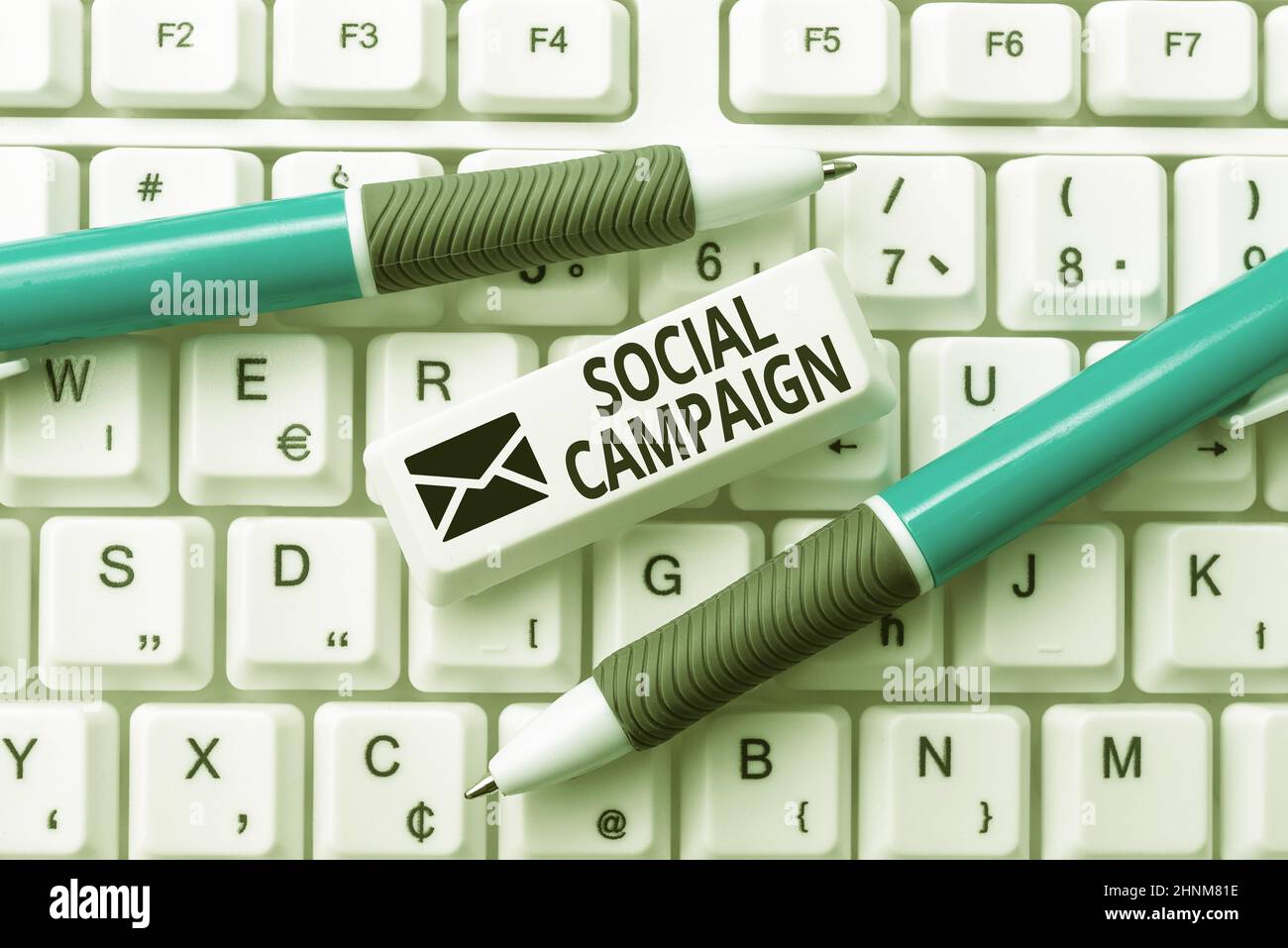 Sign displaying Social Campaign, Word Written on use social media ...