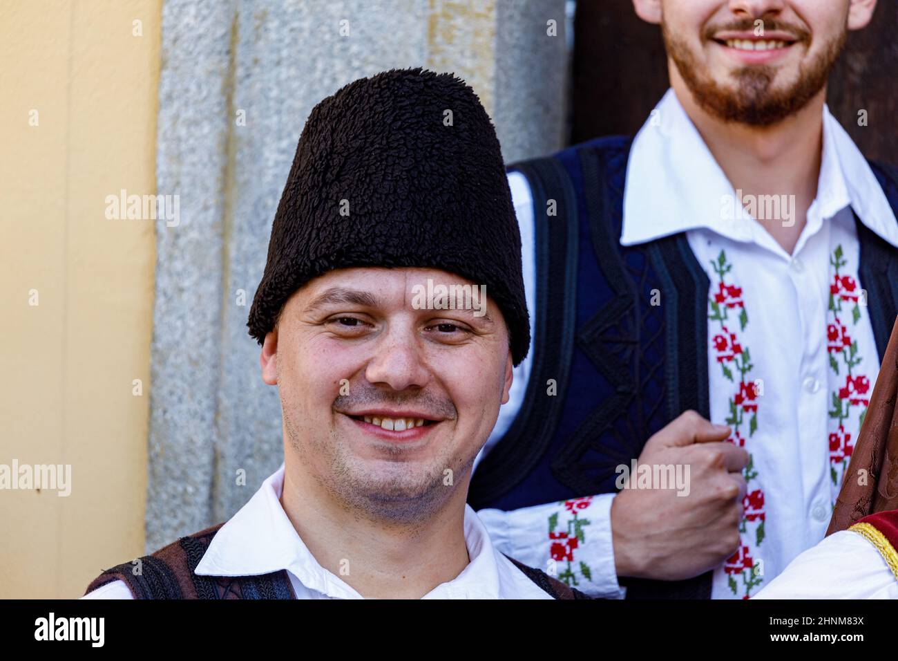 Romanian People in folkloric dress at the folkloric festival in Sibiu ...