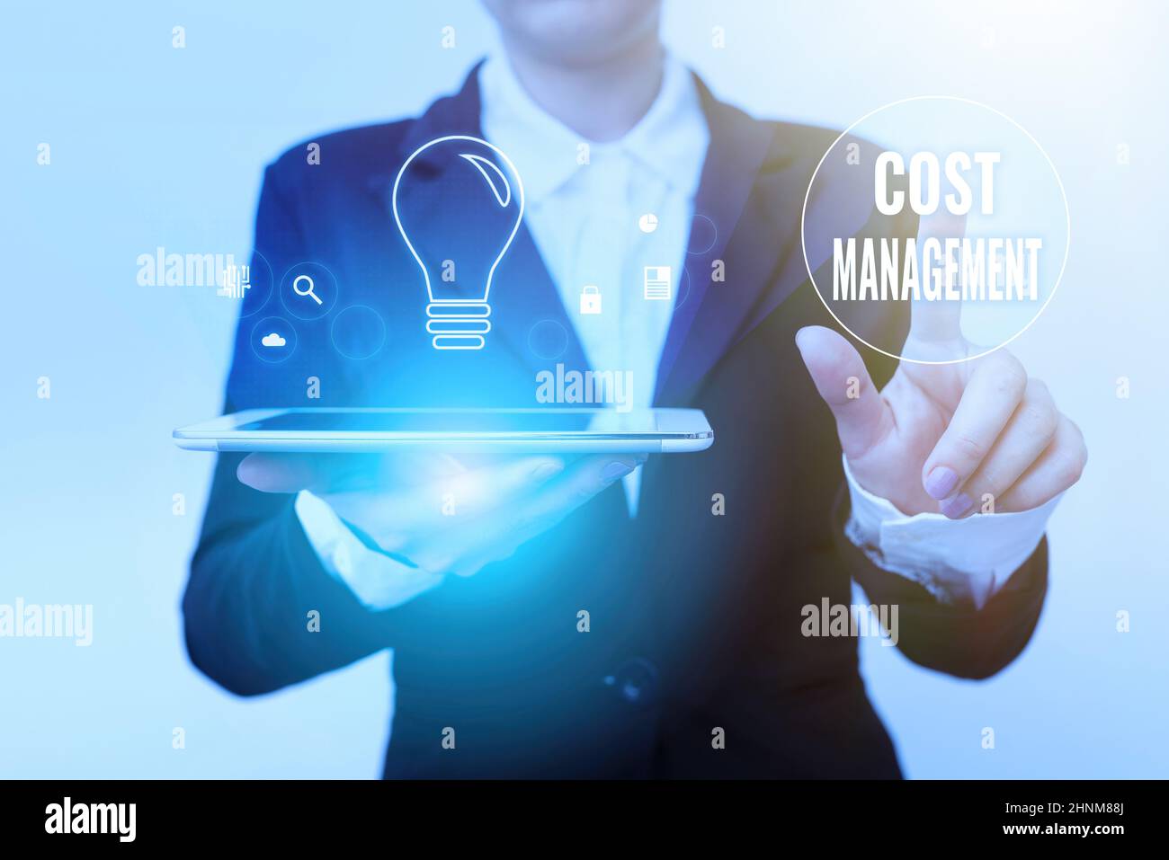 Text caption presenting Cost Management, Business idea process of ...