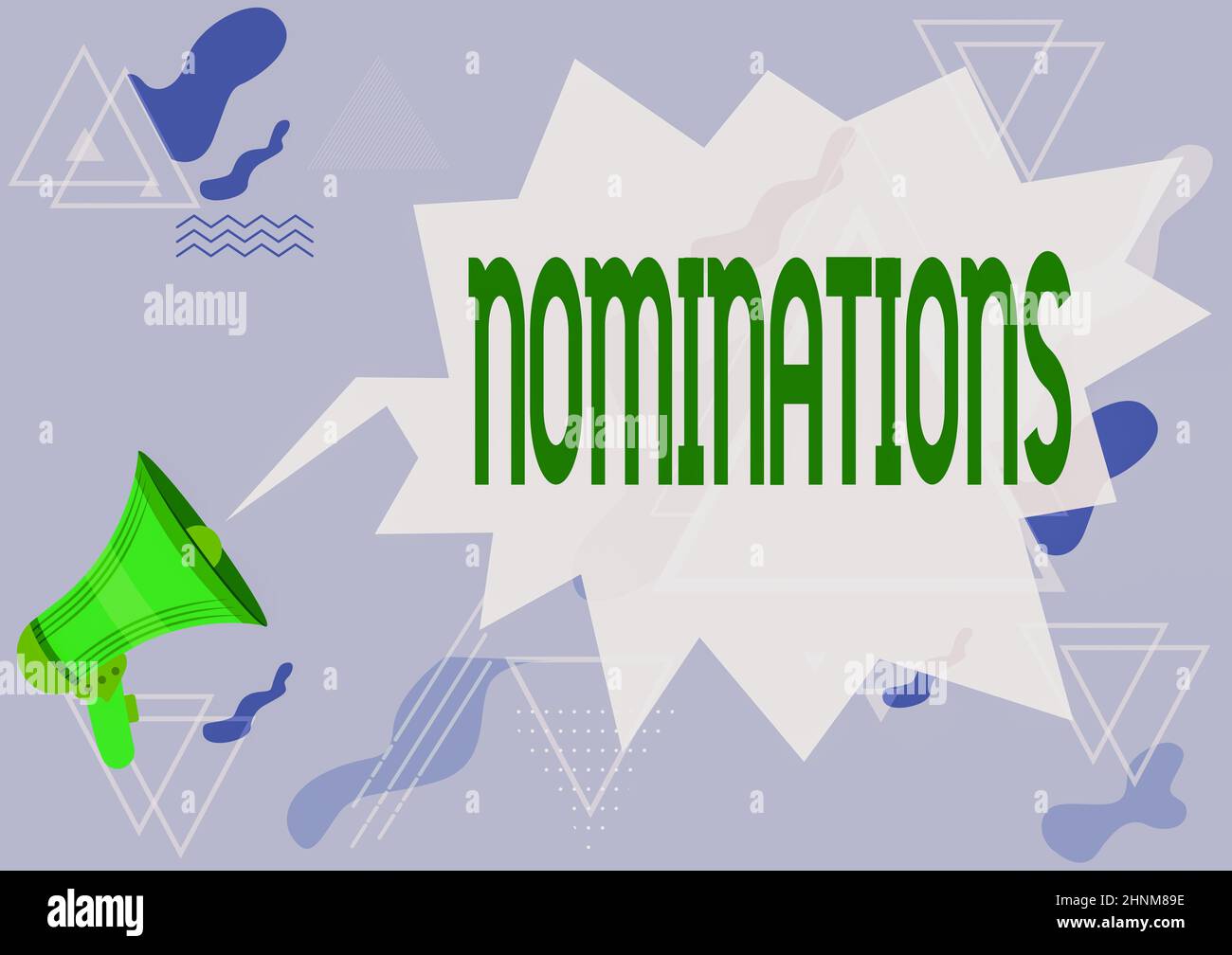 Hand writing sign Nominations, Word for action of nominating or state ...