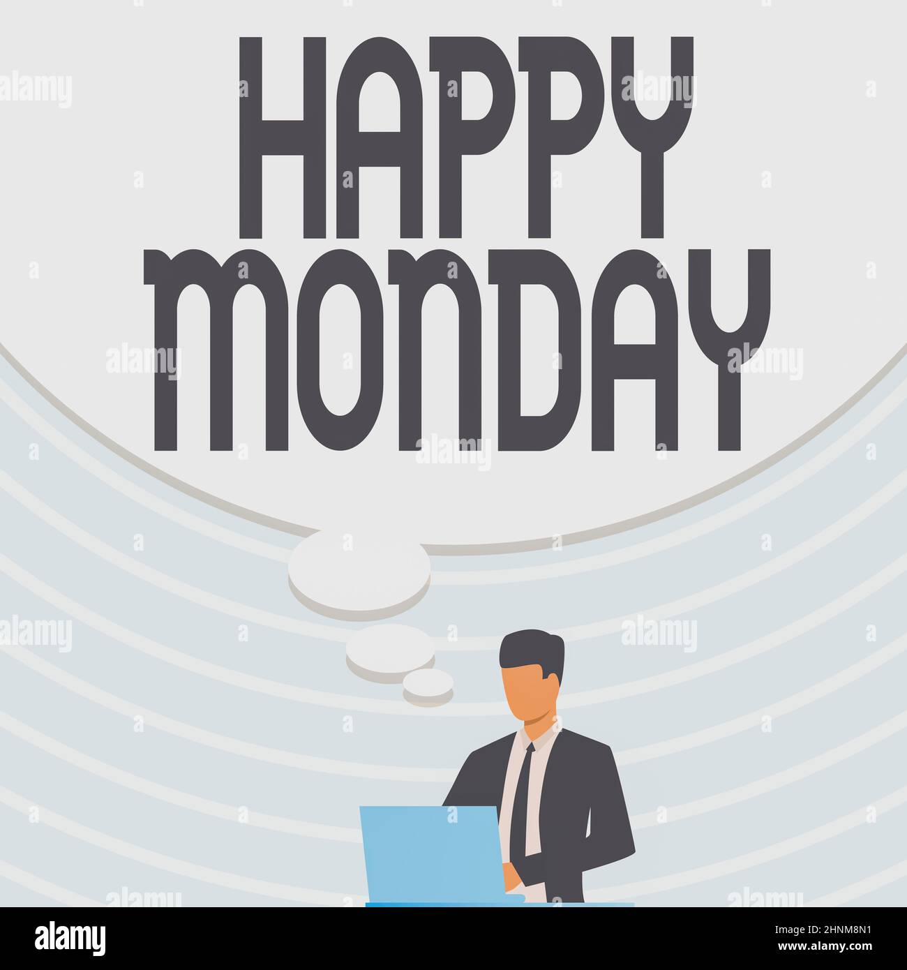 Hand writing sign Happy Monday, Business idea telling that person order ...