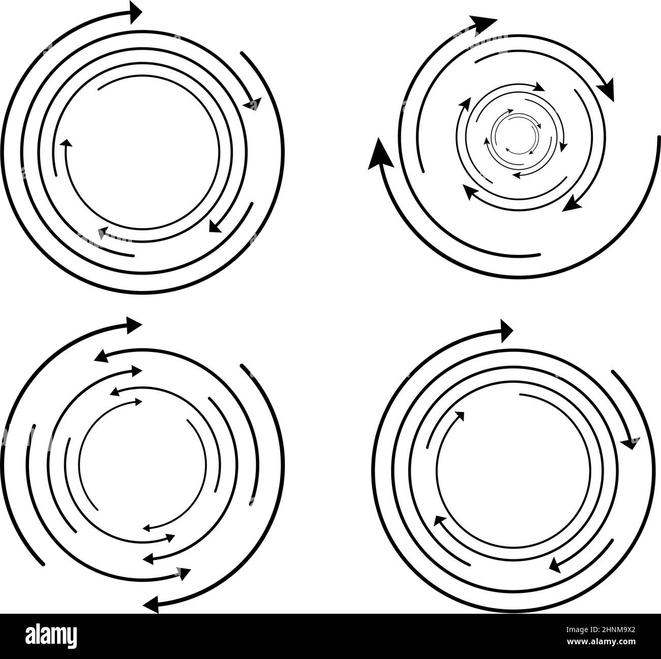 Random circular, cycle arrow element. Spiral, spinning, revolve arrows ...
