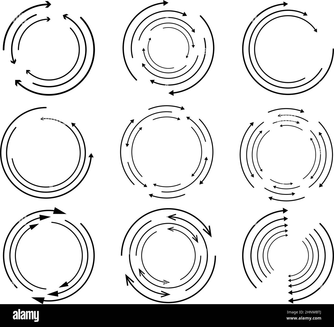 Random circular, cycle arrow element. Spiral, spinning, revolve arrows ...