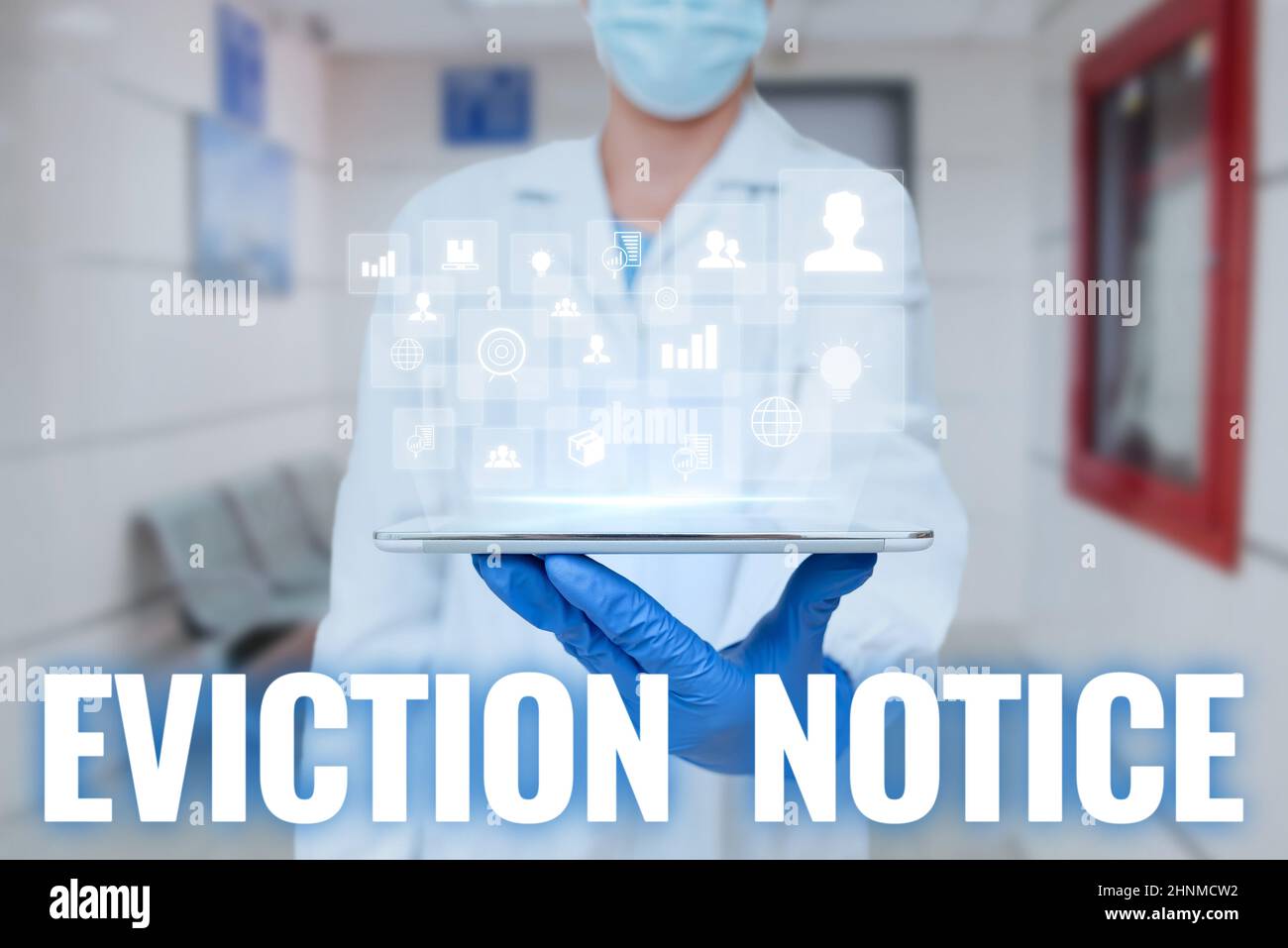 Hand writing sign Eviction Notice, Word Written on an advance notice ...