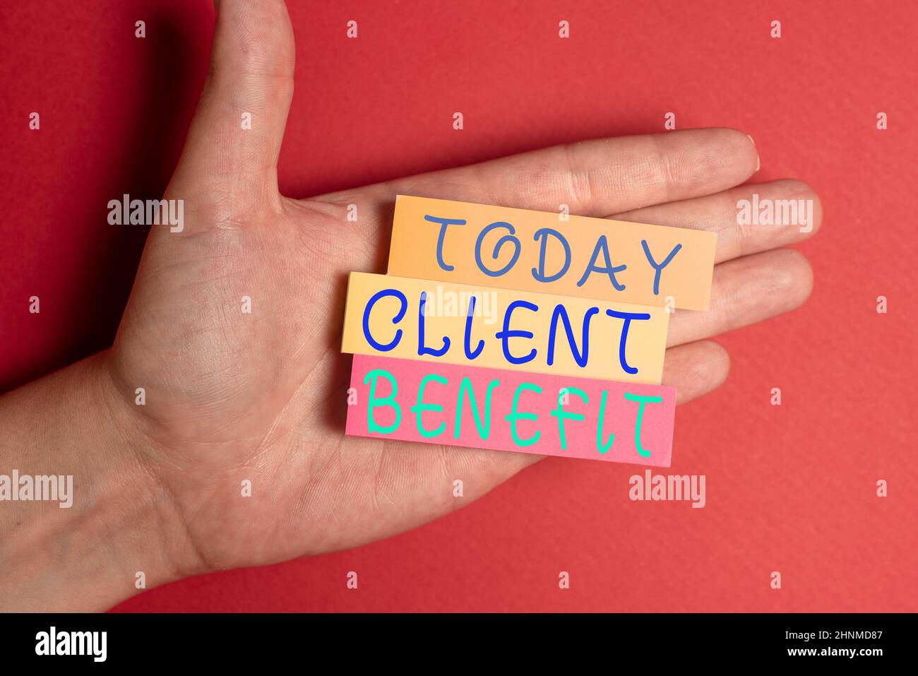 Hand writing sign Client Benefit, Internet Concept The real or ...