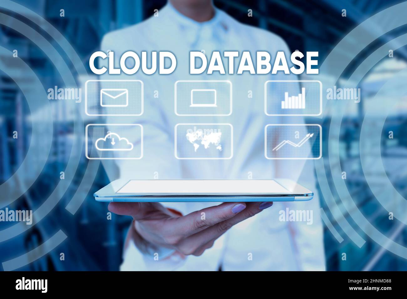 Sign displaying Cloud Database, Business idea optimized or built for a virtualized computing ...