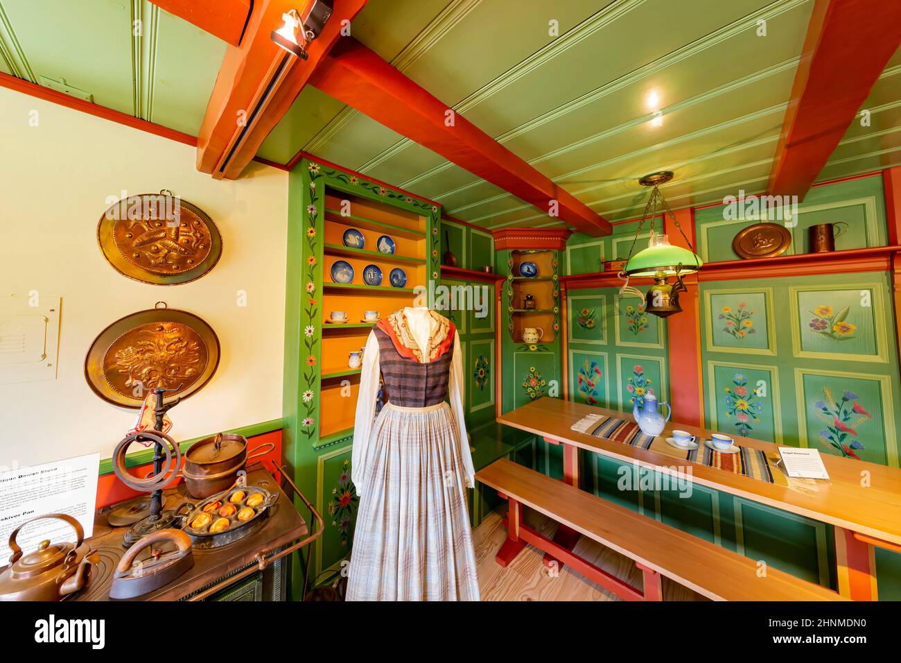 Solvang, OCT 24 2015 - Sunny interior view of the Elverhoj museum of ...