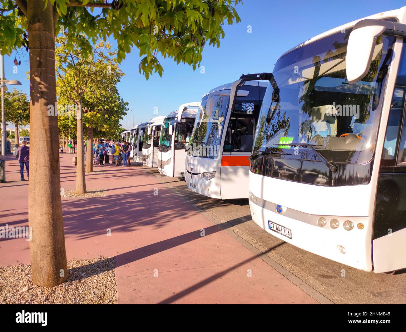Antalya, Turkey - May 20, 2021: Coral Travel coach bus waiting for the ...