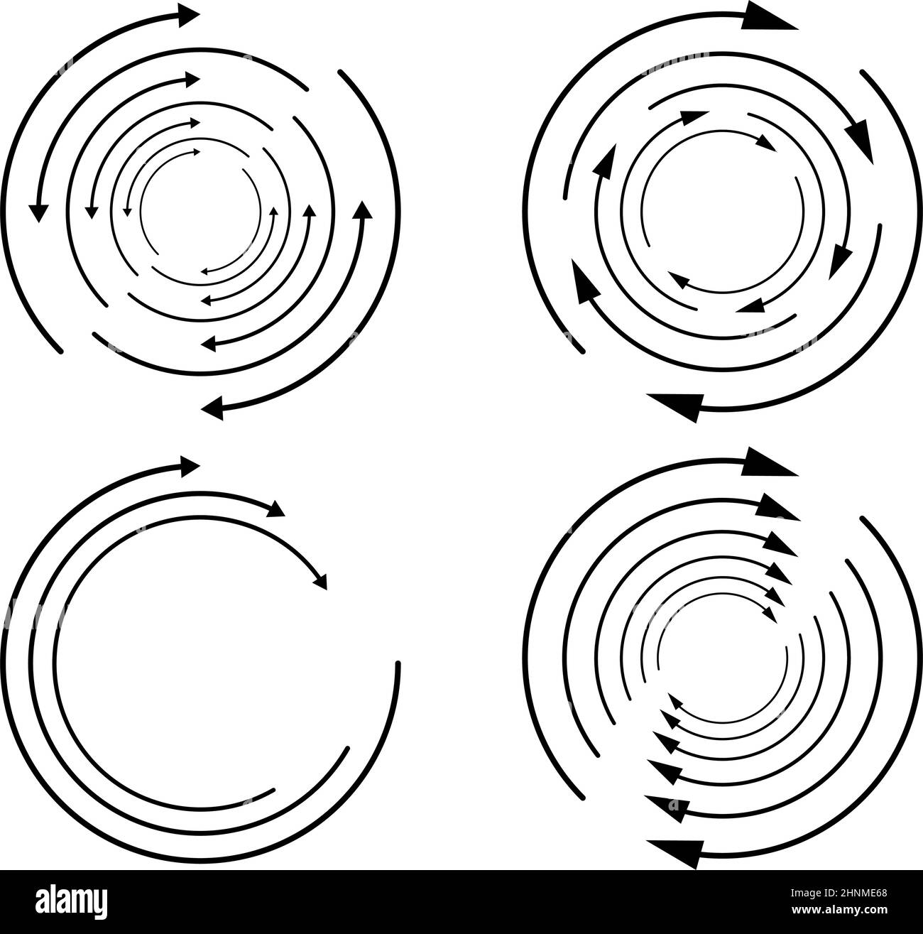 Random circular, cycle arrow element. Spiral, spinning, revolve arrows ...