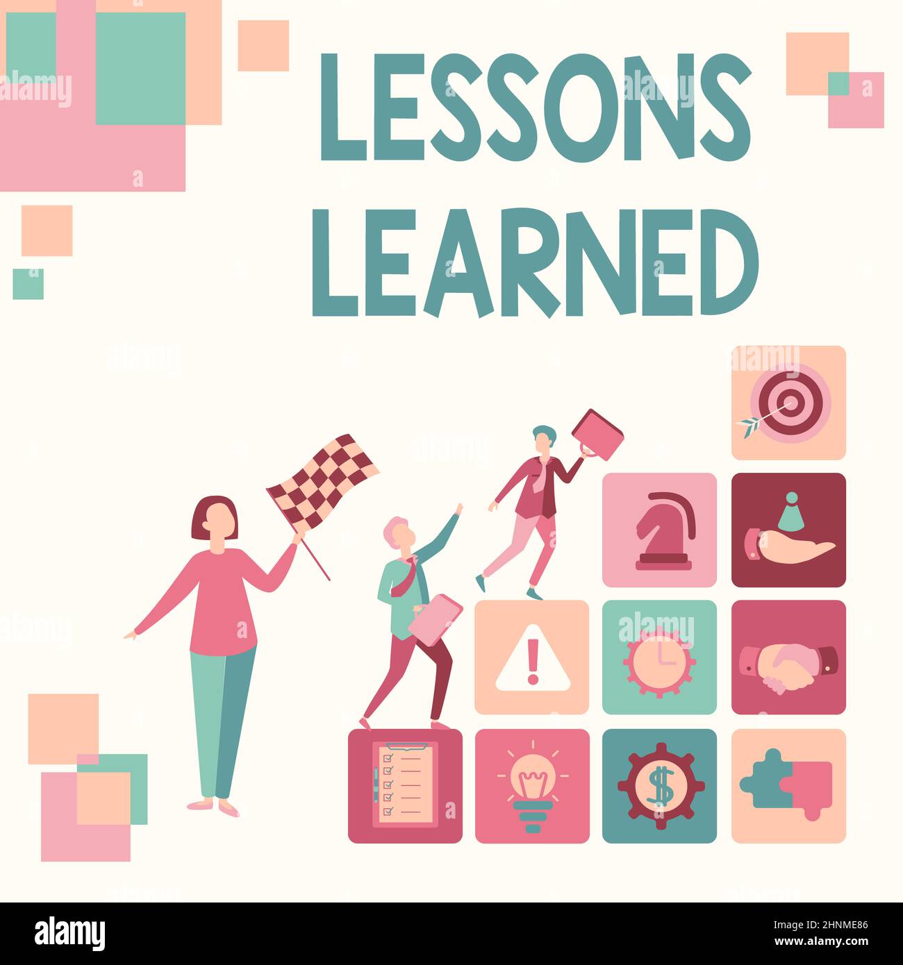 Writing displaying text Lessons Learned, Business overview information ...