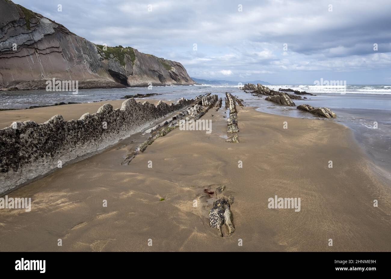 Detail of famous rock formation on a beach, erosion and nature, tourist ...