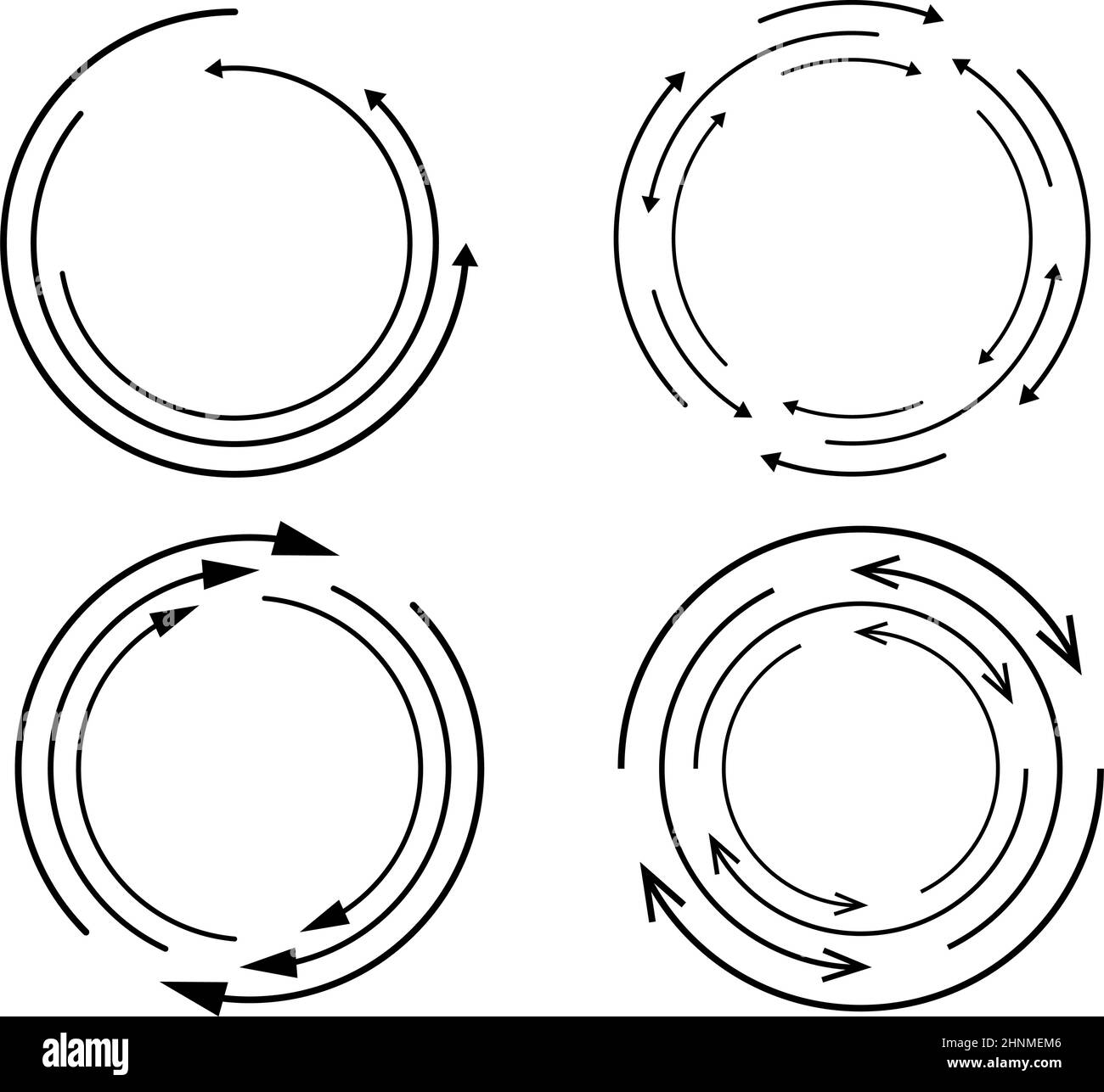 Random circular, cycle arrow element. Spiral, spinning, revolve arrows ...