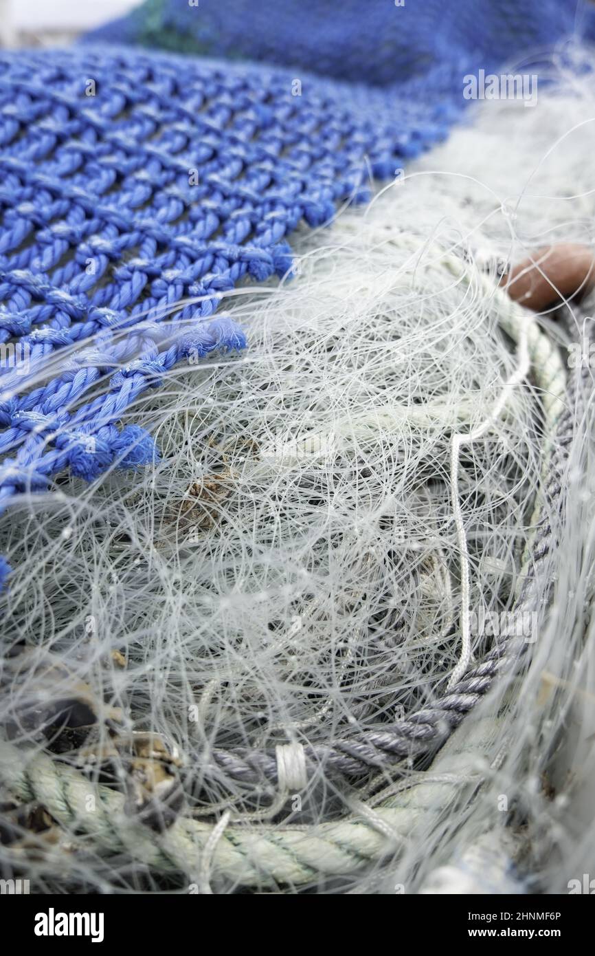 Detail of old nets for fishing in a traditional way Stock Photo - Alamy