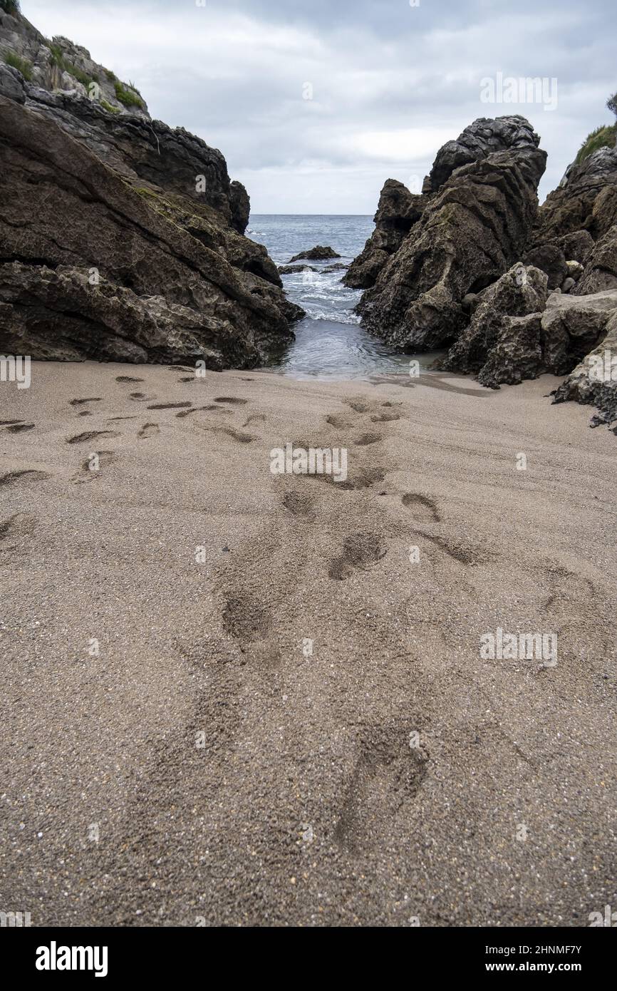 Detail of famous rock formation on a beach, erosion and nature, tourist ...