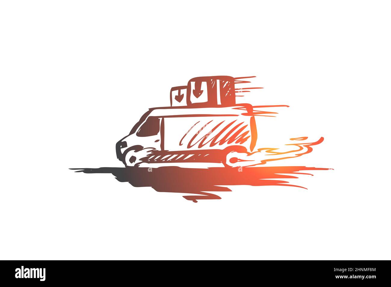 Fast, delivery, service, transport concept. Hand drawn shipping service ...