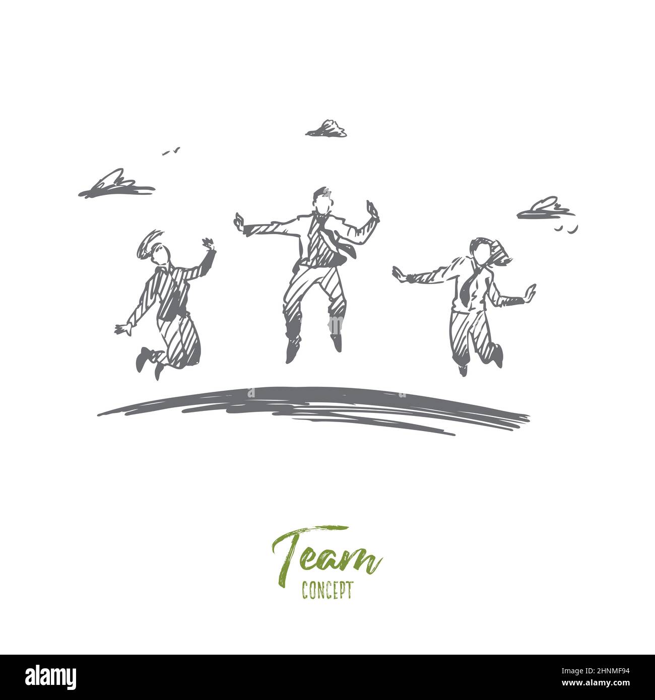 Business, team, success, teamwork concept. Hand drawn business team ...