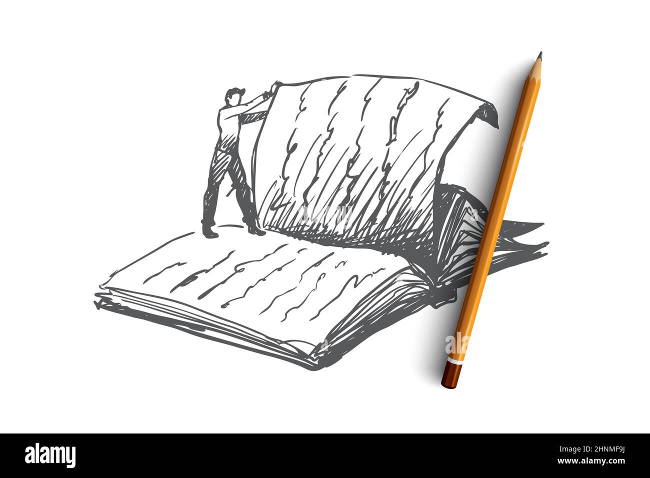 Book, reading, library, read concept. Hand drawn person standing on ...