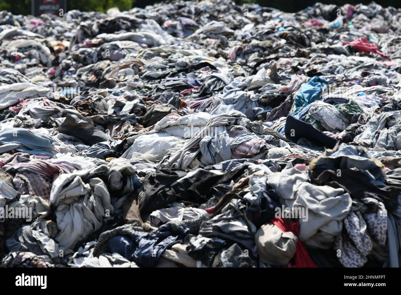 Burnt clothes on a bin in the province of Alicante, Costa Blanca, Spain ...