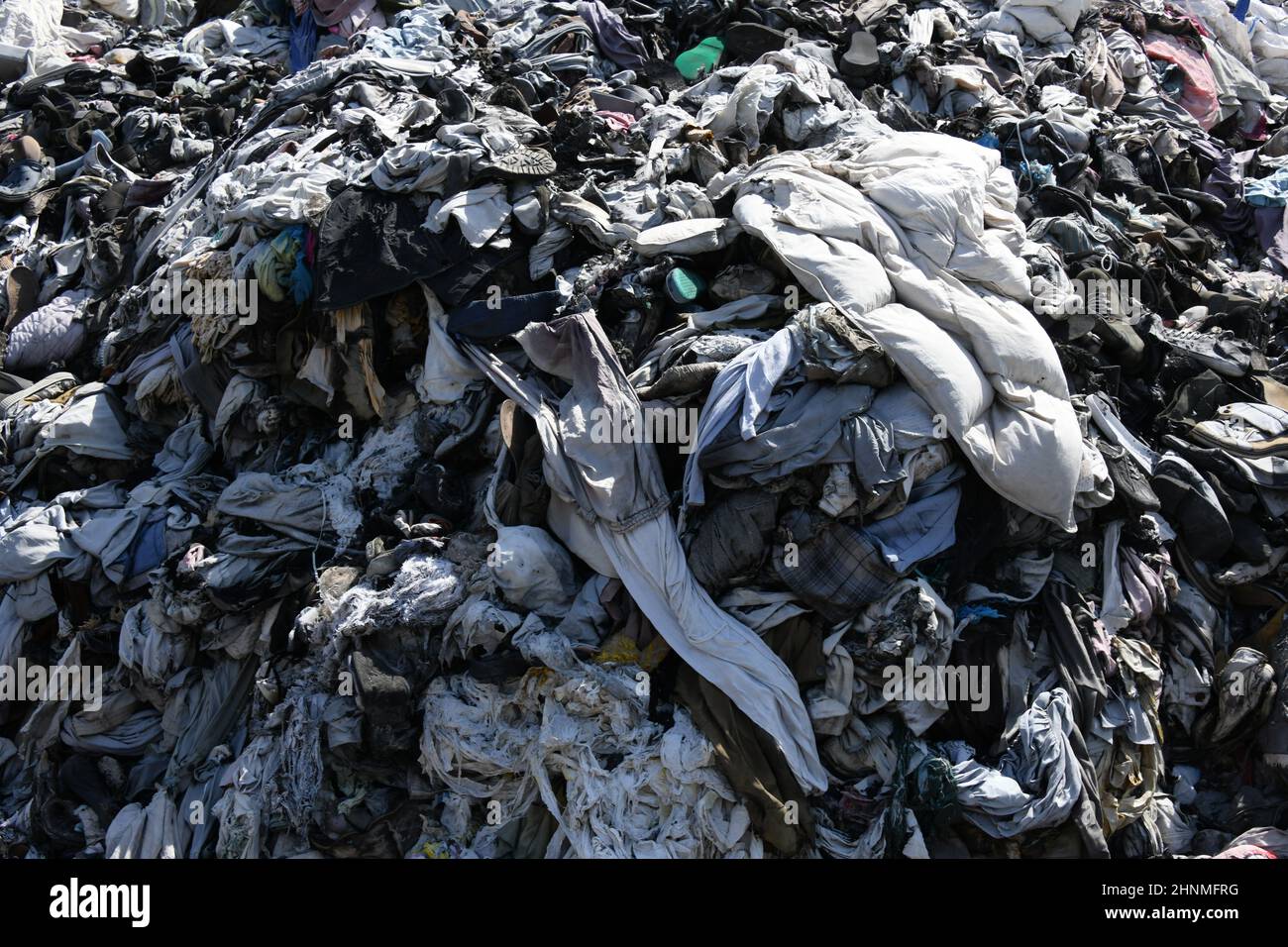 Burnt clothes on a bin in the province of Alicante, Costa Blanca, Spain ...