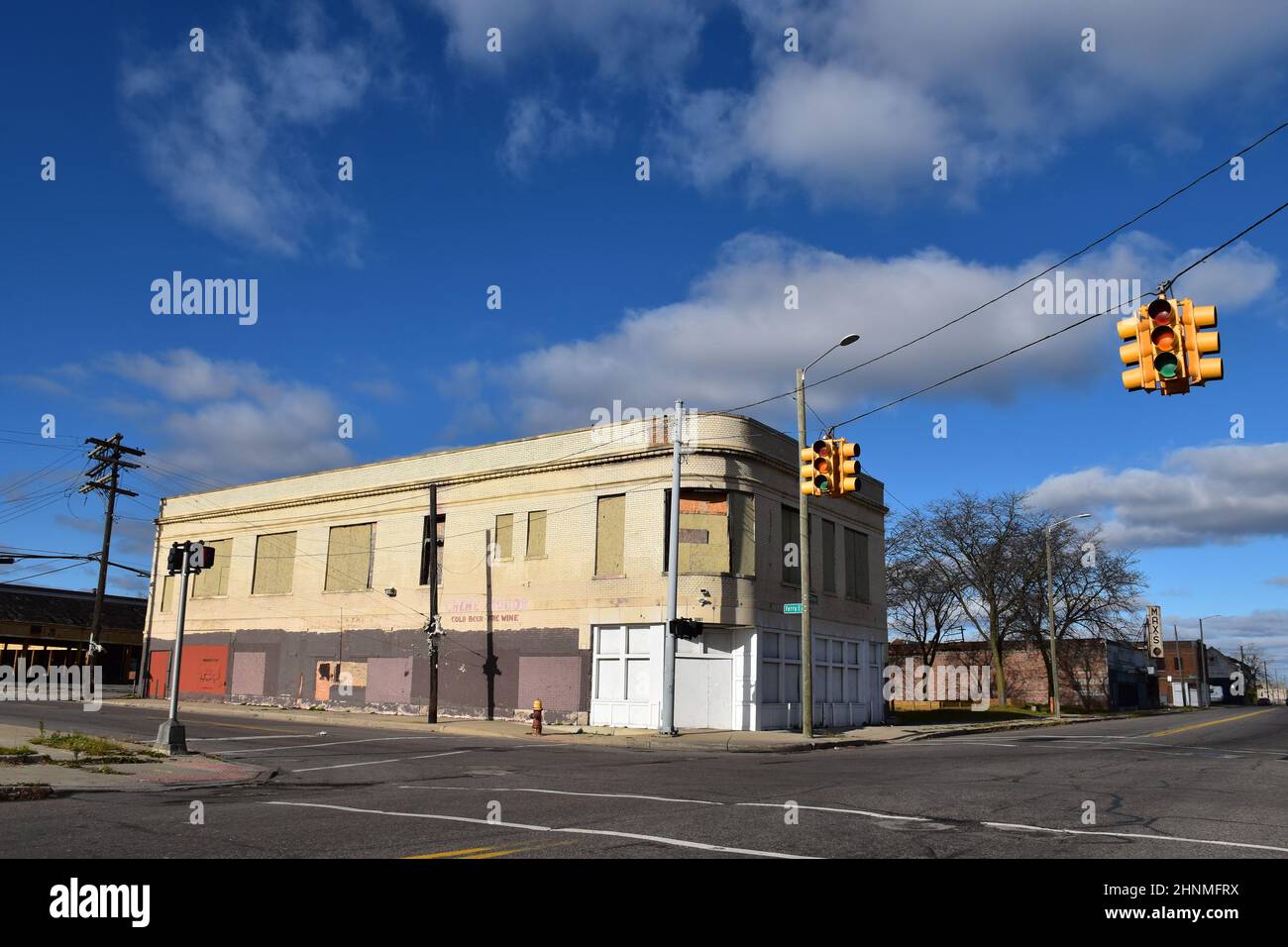 Long-abandoned buildings and businesses on the empty, depopulated Chene ...