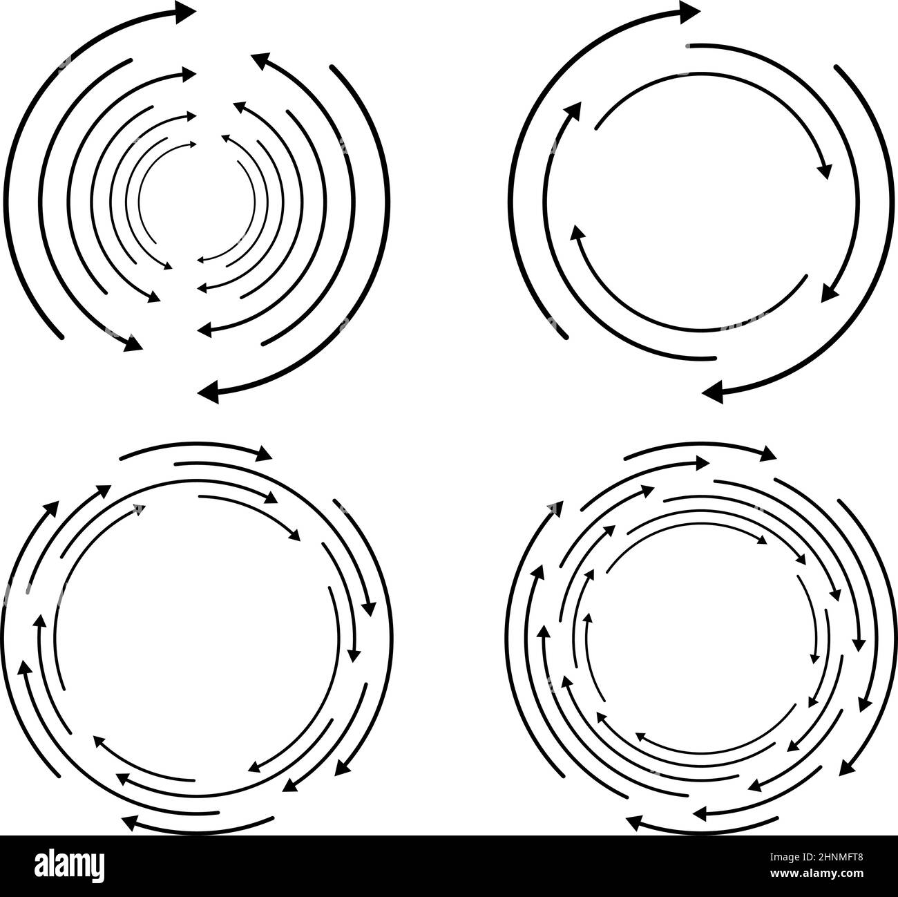 Random circular, cycle arrow element. Spiral, spinning, revolve arrows ...