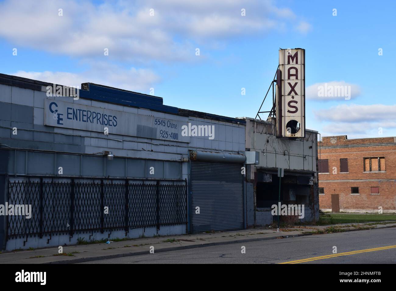 Long-abandoned buildings and businesses on the empty, depopulated Chene ...