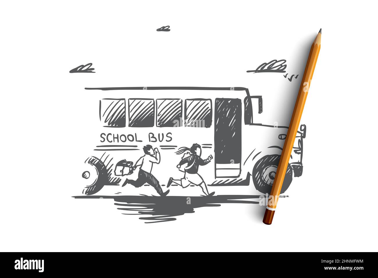 Back to school, rush, purpose, first of September concept. Hand drawn ...