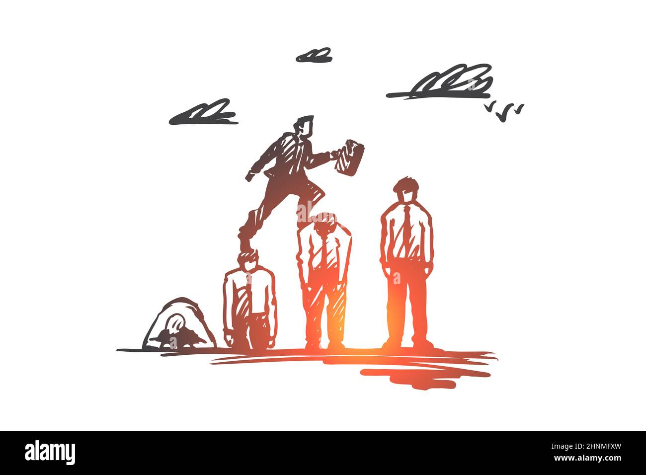 Boss, businessman, career, advantage concept. Hand drawn leader ...