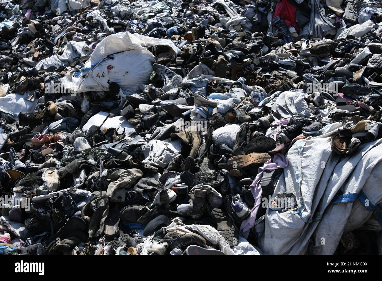 Burnt clothes on a bin in the province of Alicante, Costa Blanca, Spain ...
