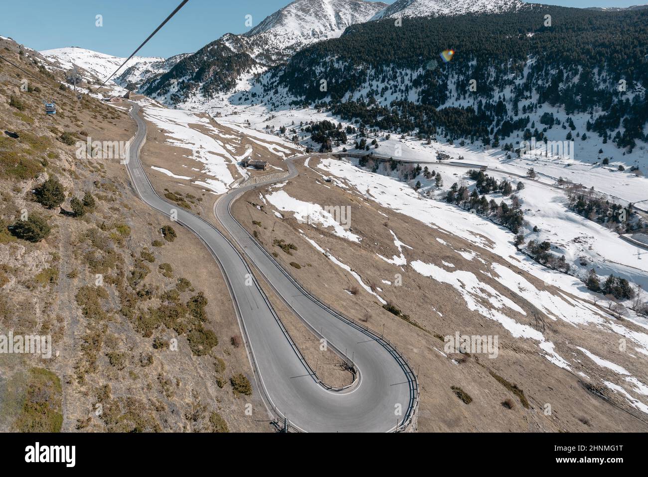 Encamp gondola lift called Funicamp in Winter in Andorra Stock Photo ...