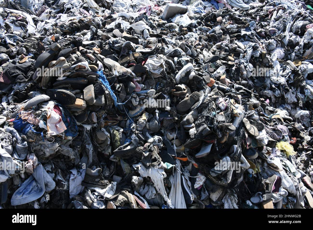 Burnt clothes on a bin in the province of Alicante, Costa Blanca, Spain ...