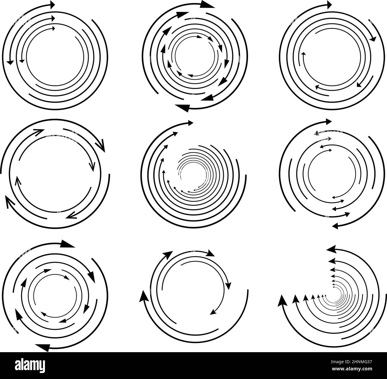 Random circular, cycle arrow element. Spiral, spinning, revolve arrows ...